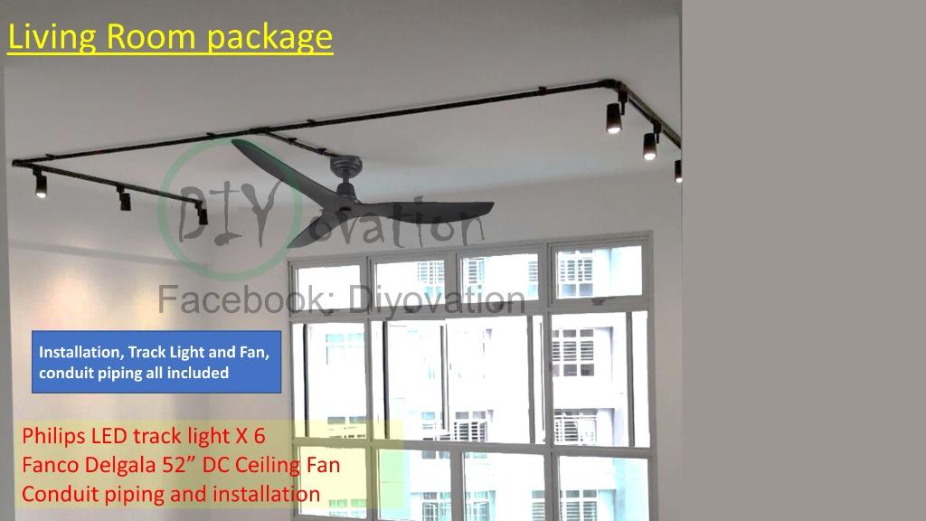 [HDB BTO] Living Room Fan and LED Track Light Package + Installation ...