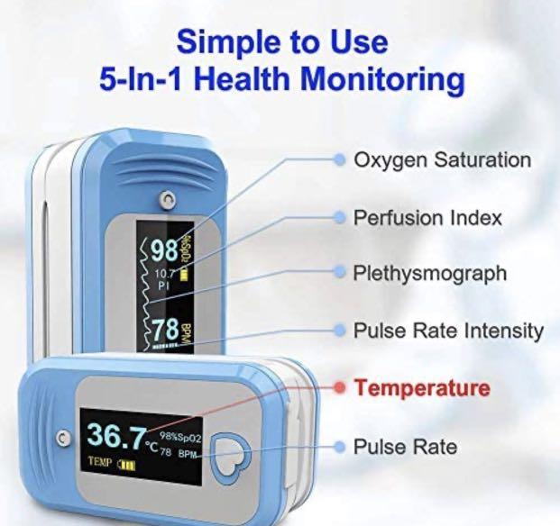 Oxygen Saturation Monitor, MED LINKET AM801 5 in 1 Pulse Oximeter ...
