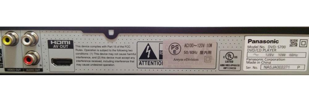 Panasonic DVD-S700 HDMI DVD Player. 1080p Up-Conversion. CD Ripping ...