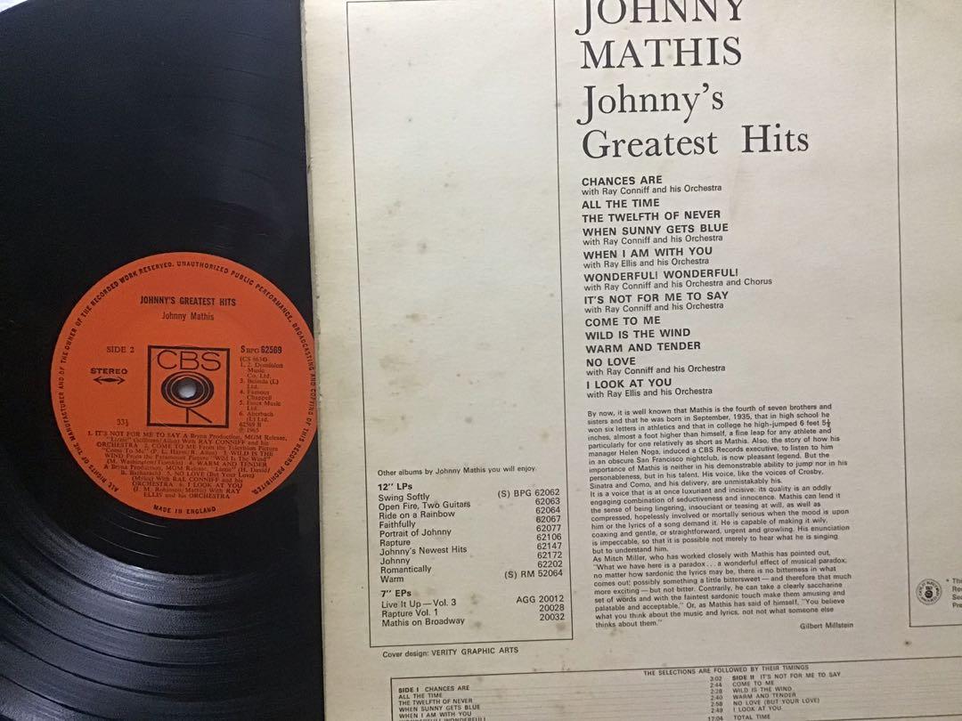 LP Johnny Mathis Greatest Hits OOP AUTOGRAPHED VINYL RECORD Anubis ...