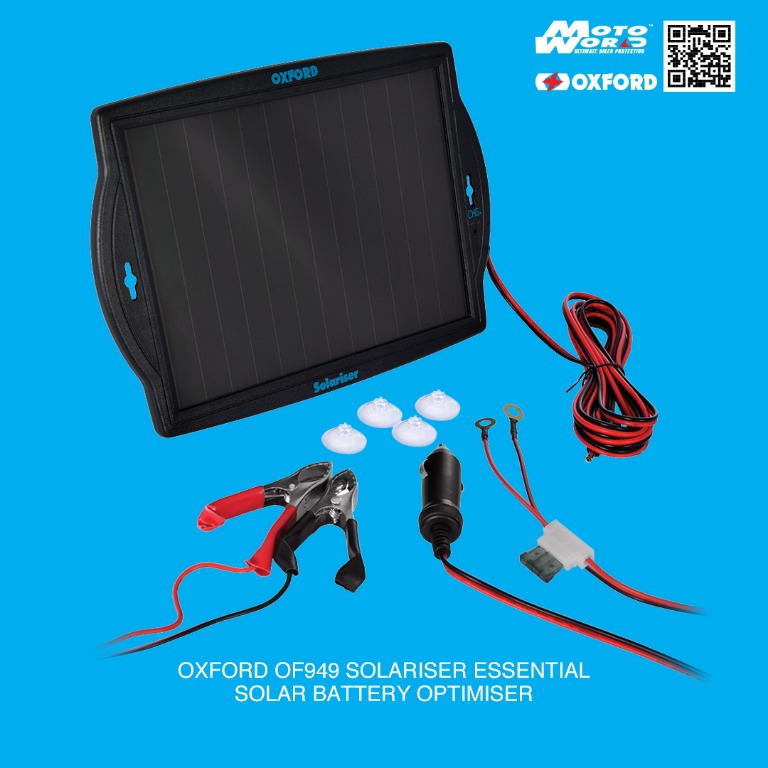 Solar battery charger for Motorcycle (no power supply required) Oxford ...