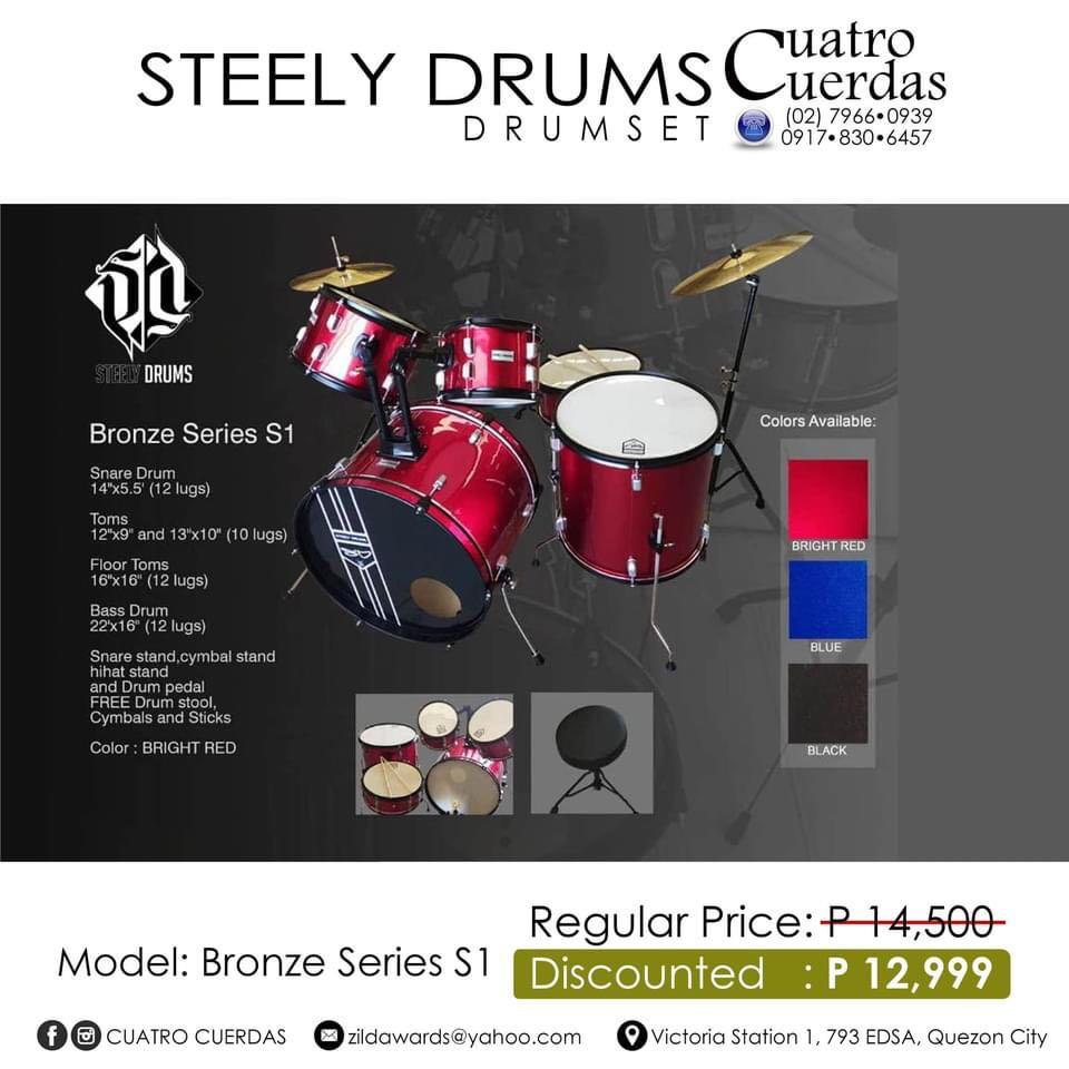 Steely Drumset Bronze Series S1, Hobbies & Toys, Music & Media, Musical ...