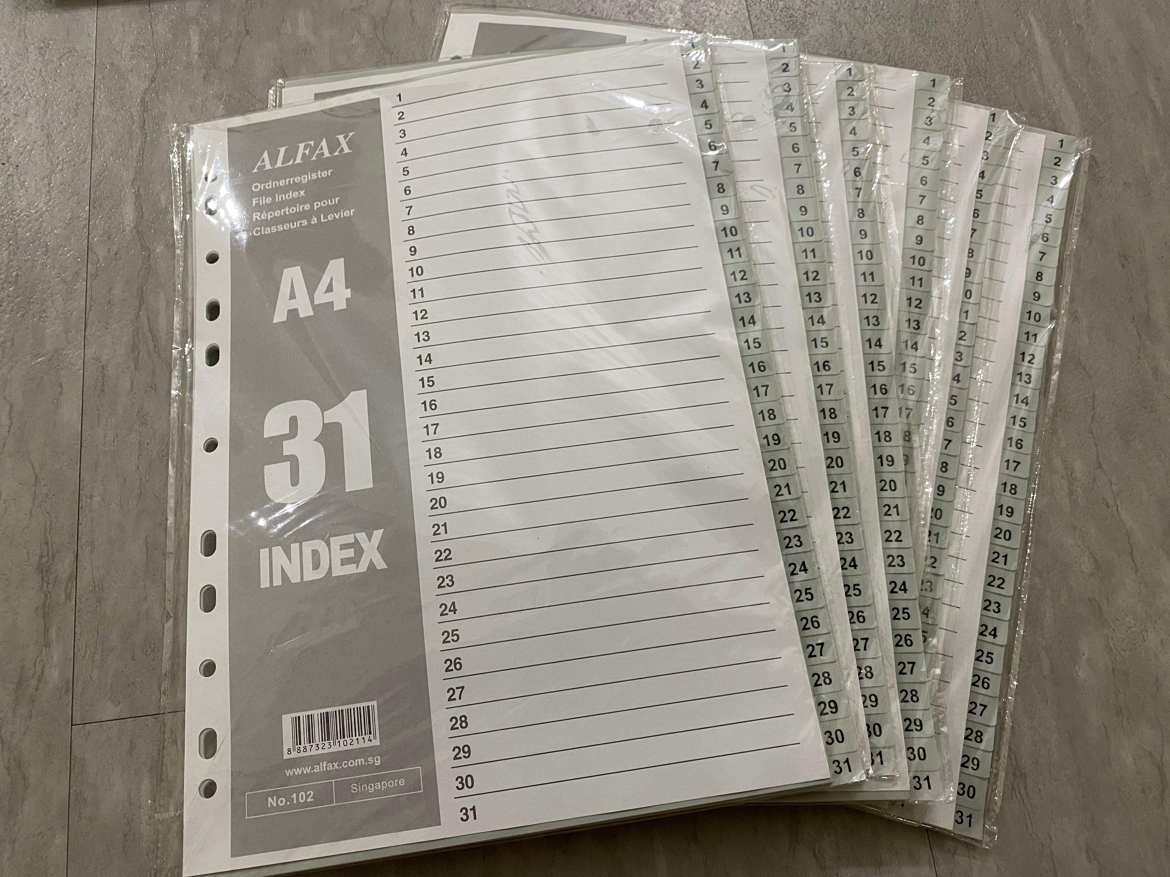 1-31 PVC index divider A4 - 7 sets, Hobbies & Toys, Stationery & Craft ...