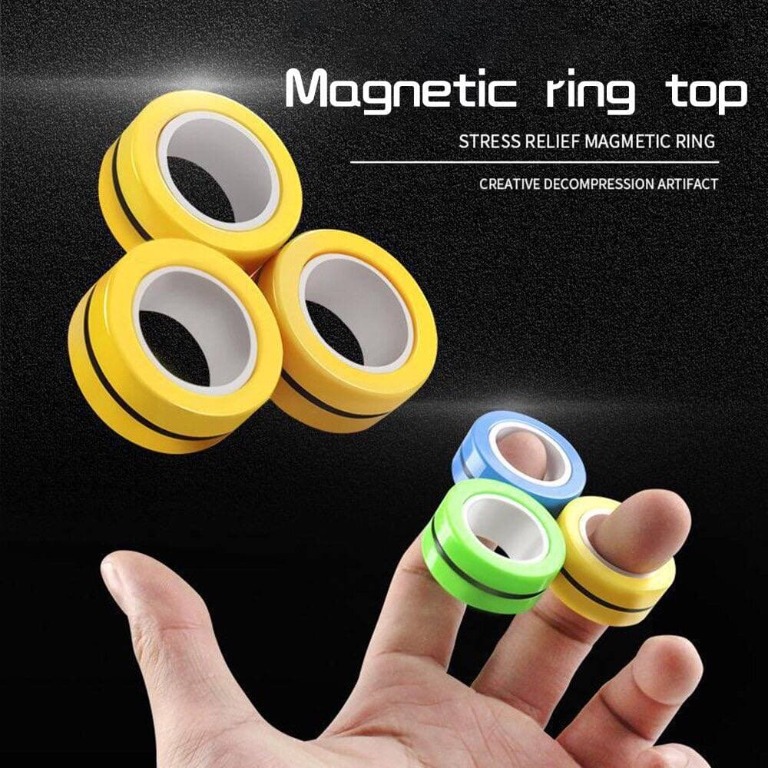 3pcs/Set Magnetic Rings Anti-stress Finger Fidget Toys Rotating ...