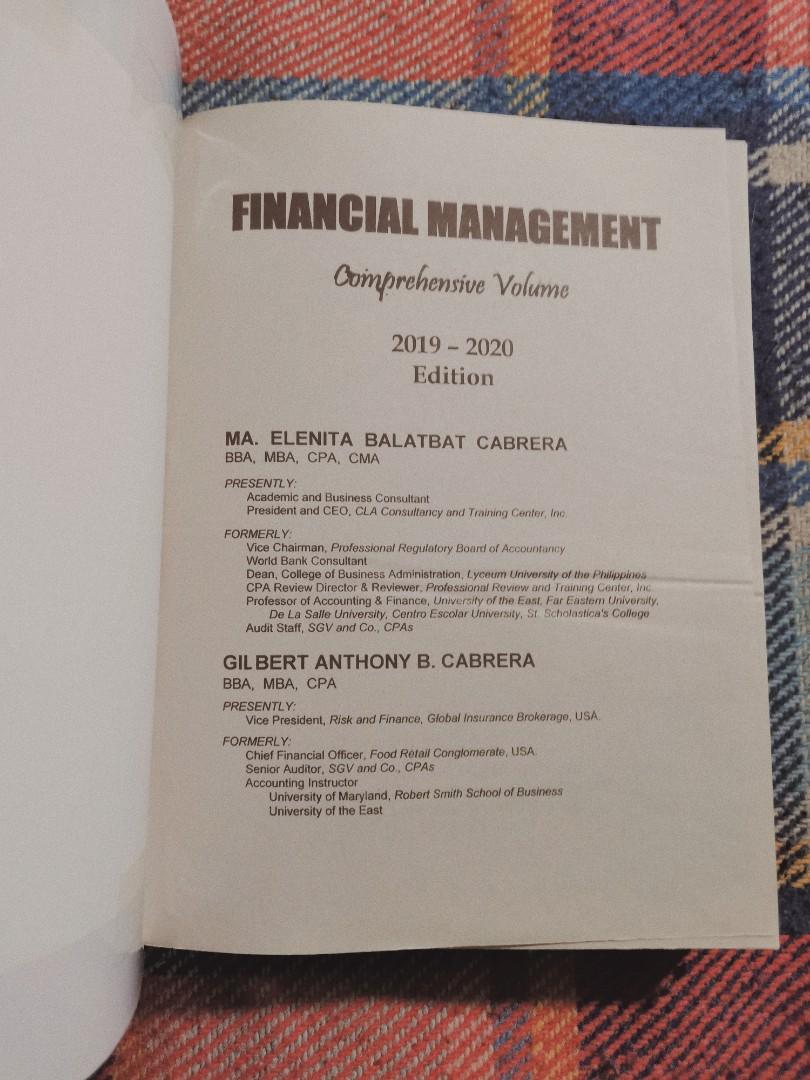 Financial Management by Cabrera, 2019-2020, Hobbies & Toys, Books ...