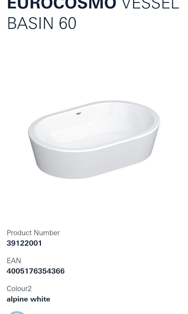 Grohe Eurocosmo Vessel Basin 39122001, Furniture & Home Living ...