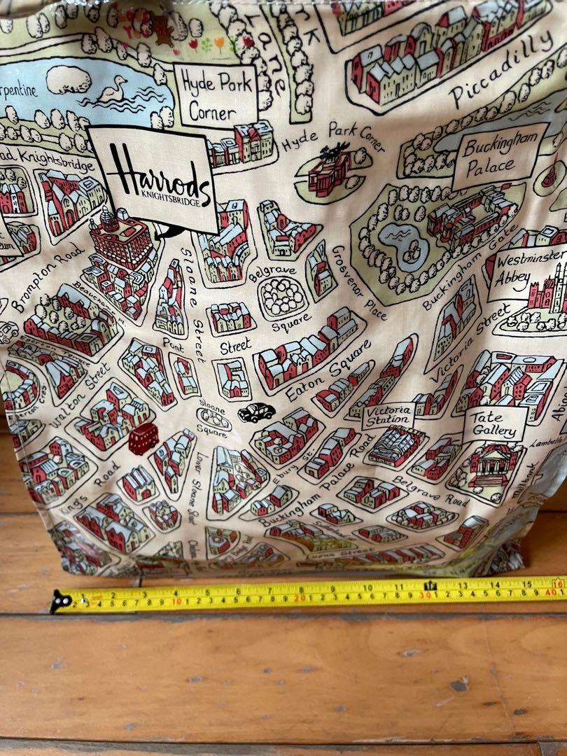 Harrods Map of London Buckingham Palace Large Vinyl Shopping Tote Bag ...