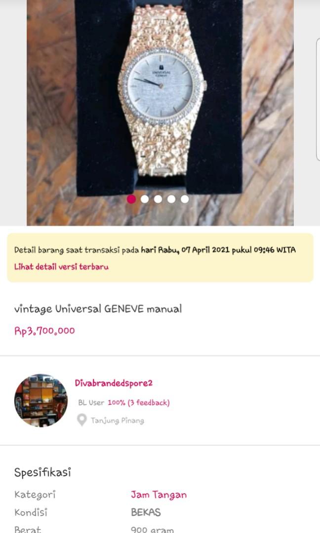 TESTI Universal GENEVE manual, Fesyen Wanita, Jam Tangan di Carousell