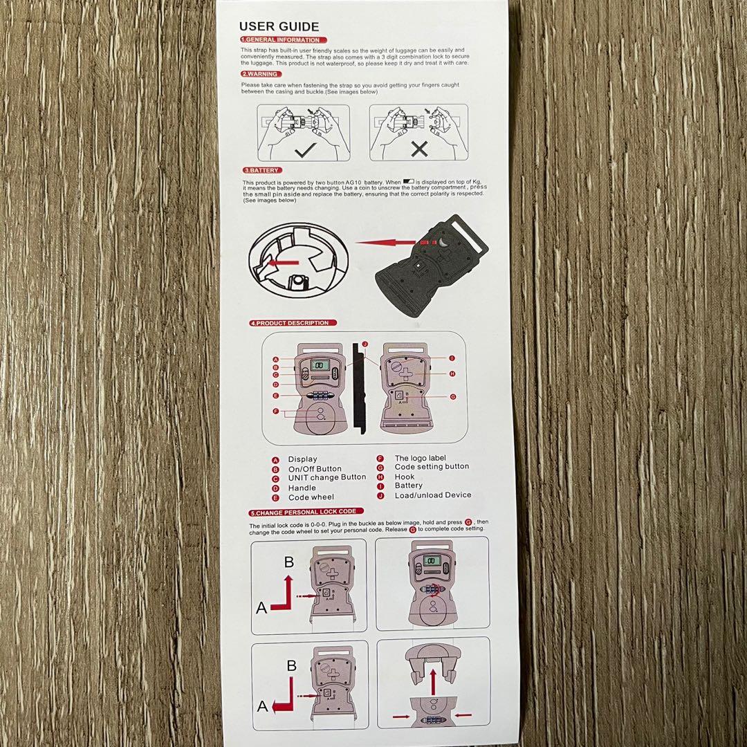 Luggage Strap with 3 Digit Lock and Weighing Scale, Health & Nutrition ...