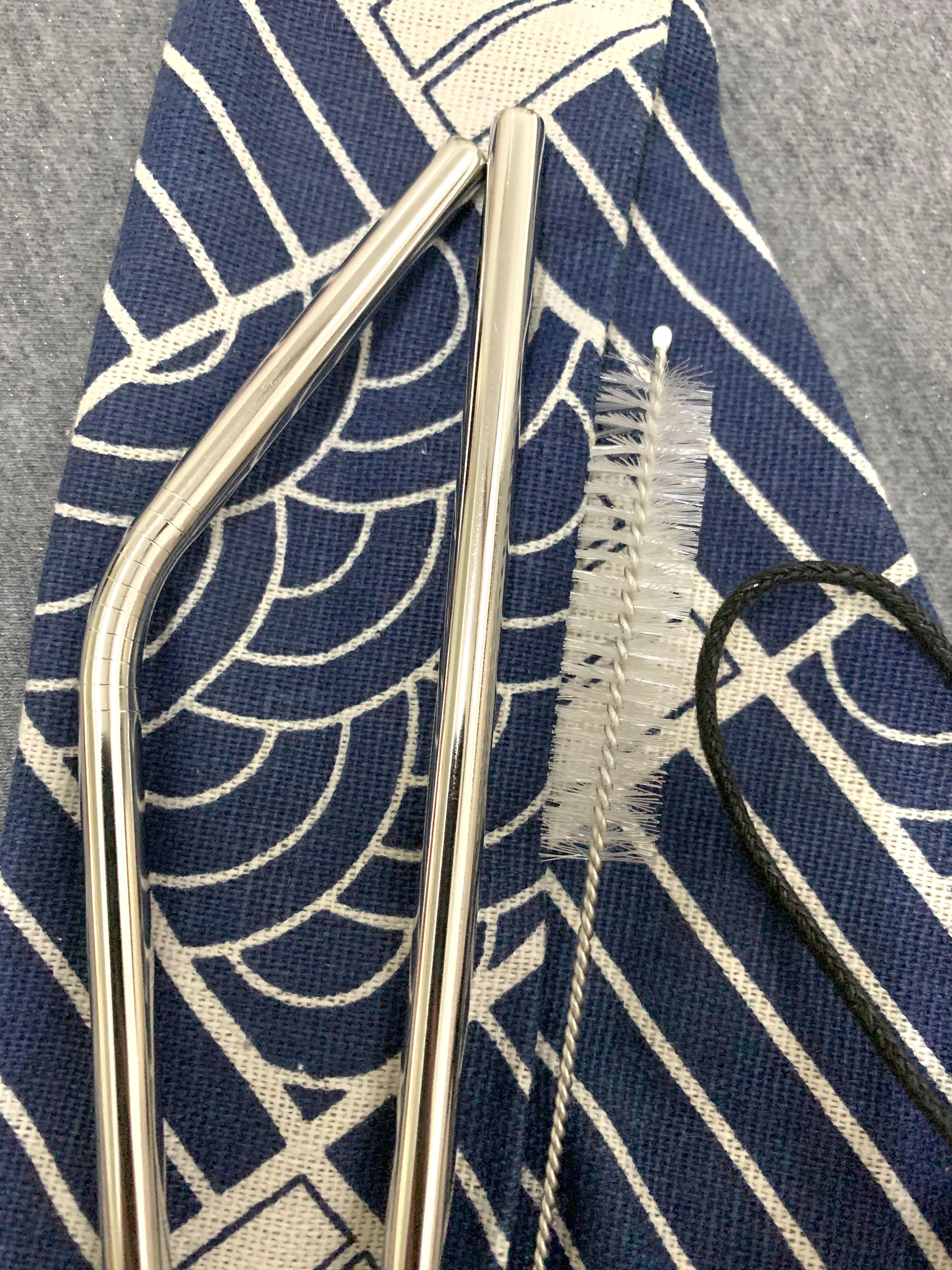 (New) Japanese blue wave theme Metal straw set, Furniture & Home Living ...