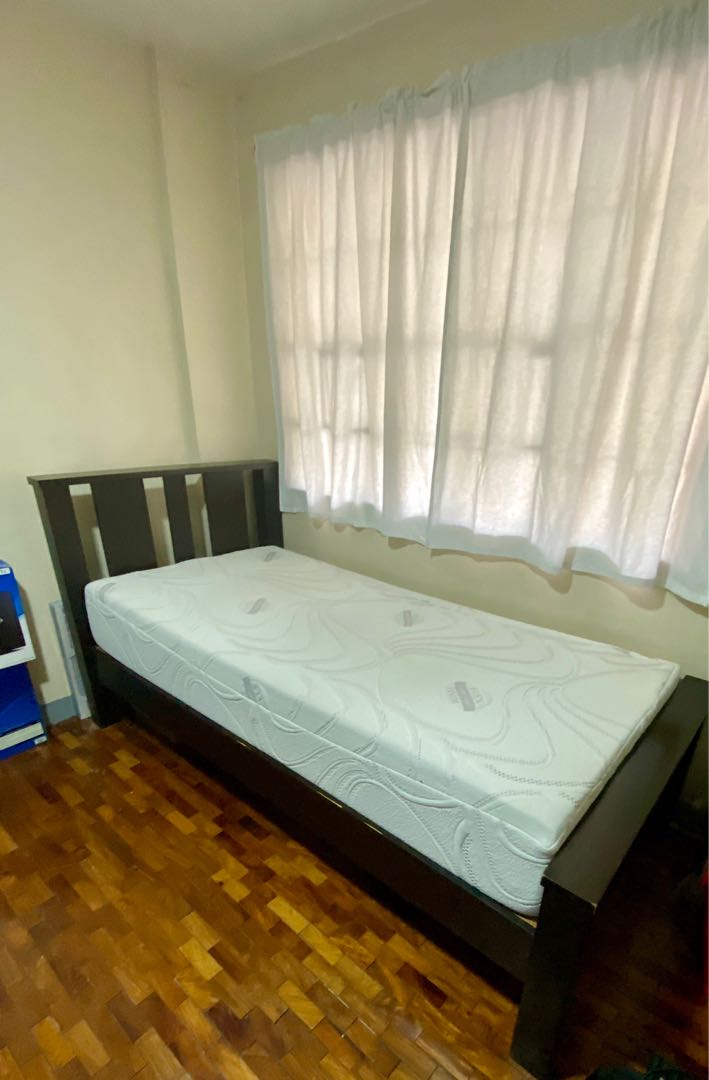 SINGLE BED (WOOD) - Frame Only, Furniture & Home Living, Furniture, Bed ...