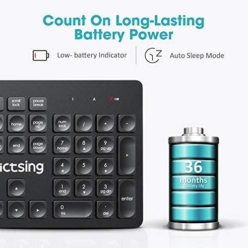 VicTsing Wireless Keyboard and Mouse [Whisper Quiet], 2.4G Wireless ...