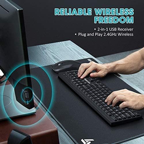VicTsing Wireless Keyboard and Mouse [Whisper Quiet], 2.4G Wireless ...