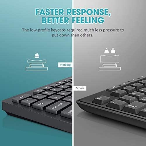 VicTsing Wireless Keyboard and Mouse [Whisper Quiet], 2.4G Wireless ...