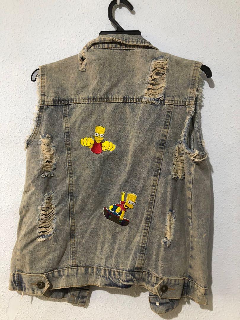 Vintage Simpsons Denim Vest, Women's Fashion, Coats, Jackets and ...
