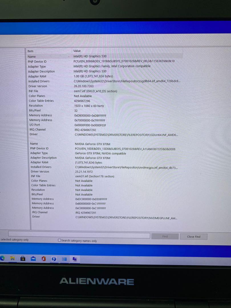 Alienware 17 R3, 16gb ram , SSD 128gb, Computers & Tech, Parts ...