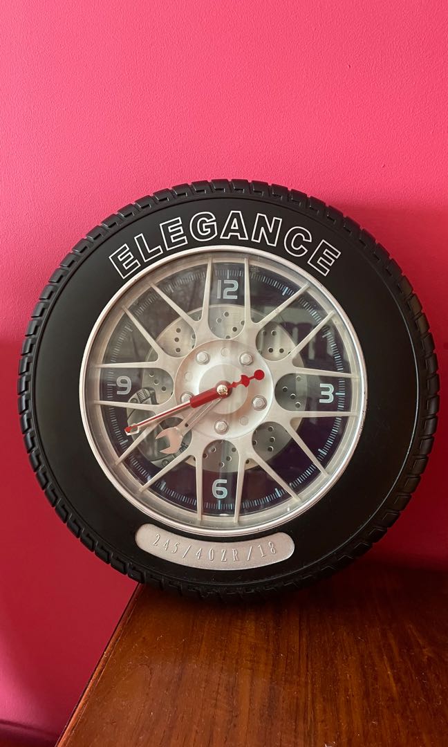 Clock. Wheels design, Hobbies & Toys, Memorabilia & Collectibles ...