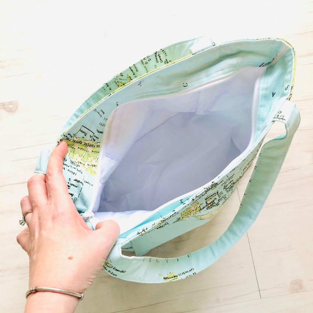 Cotton Canvas Atlas Map Medium Shopper Bag Handmade in Singapore, Women ...