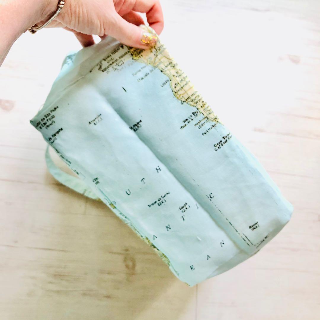 Cotton Canvas Atlas Map Medium Shopper Bag Handmade in Singapore, Women ...