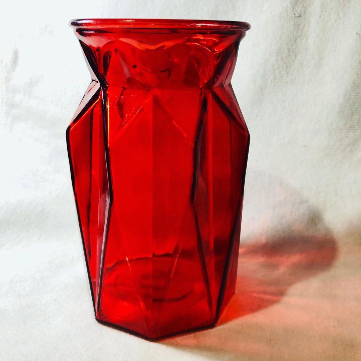 Fierce Blood Red Geometric Glass Vase, Furniture & Home Living, Home ...