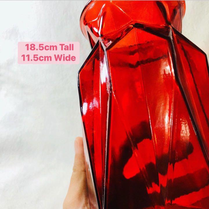 Fierce Blood Red Geometric Glass Vase, Furniture & Home Living, Home ...
