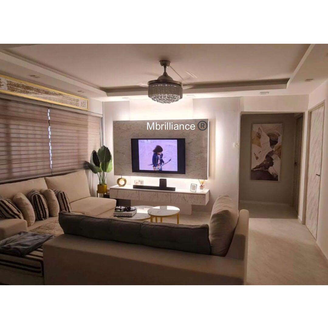 Full height tv console feature wall, Furniture & Home Living, Furniture ...