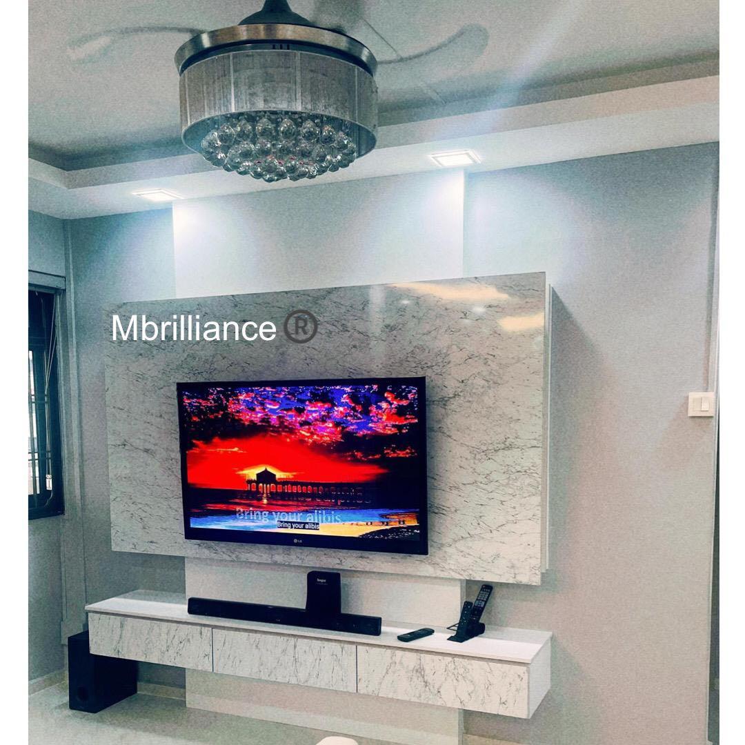 Full height tv console feature wall, Furniture & Home Living, Furniture ...