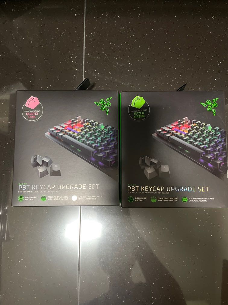 Razer PBT Keycaps set (Green and Quartz Pink), Electronics, Computer ...