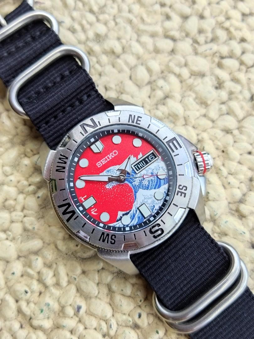 Seiko "Godzilla x Great wave of Kanagawa" Mod, Men's Fashion, Watches ...