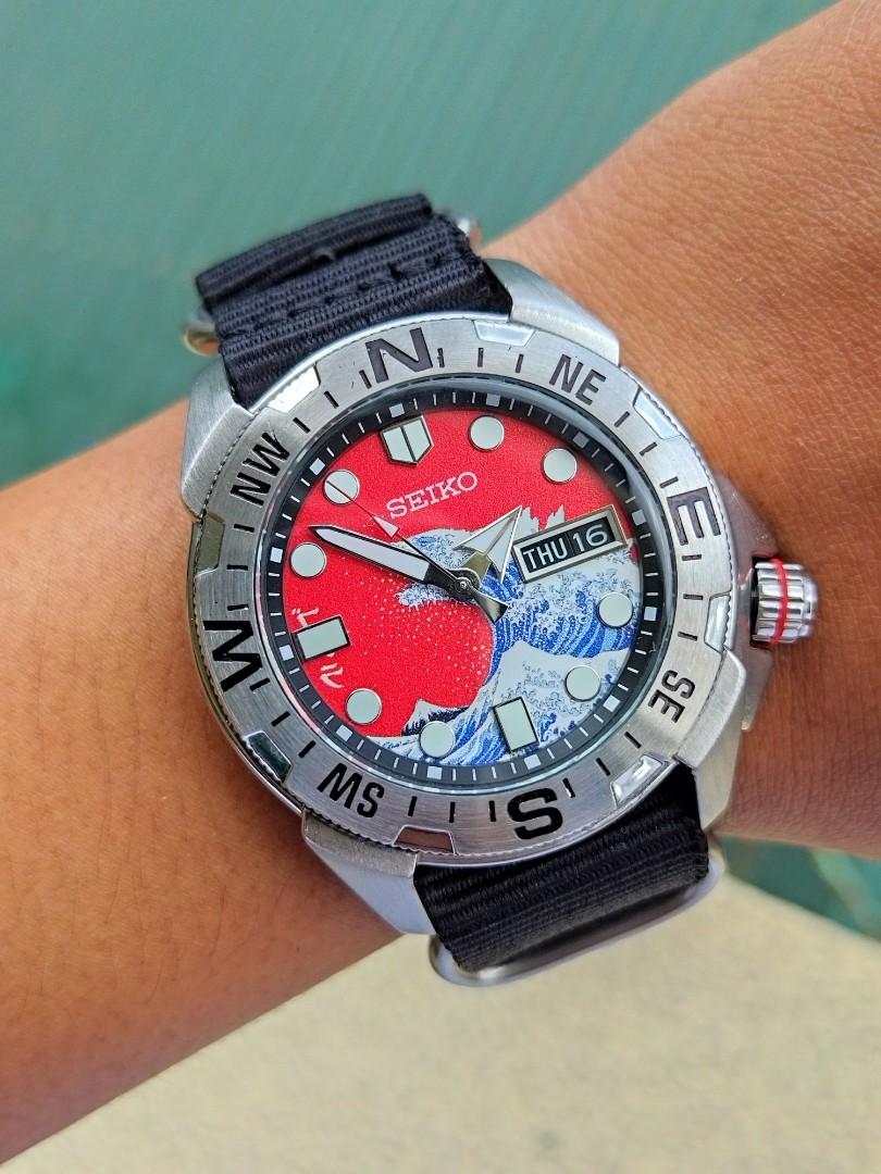 Seiko "Godzilla x Great wave of Kanagawa" Mod, Men's Fashion, Watches ...