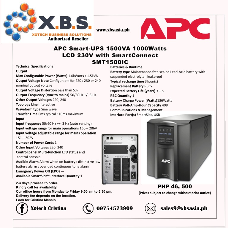 APC Smart-UPS 1500VA 1000Watts LCD 230V with SmartConnect SMT1500IC ...