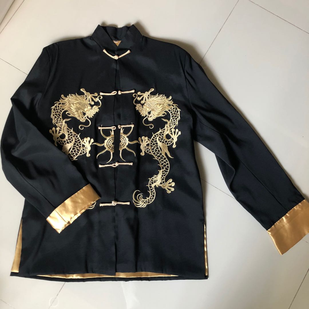 chinese dragon embroiled traditional costume, Men's Fashion, Tops ...