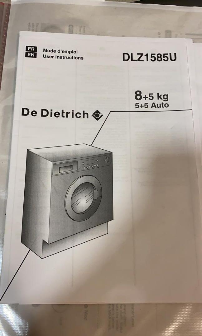 De Dietrich 2 in 1 washer dryer (used in good condition), TV & Home ...