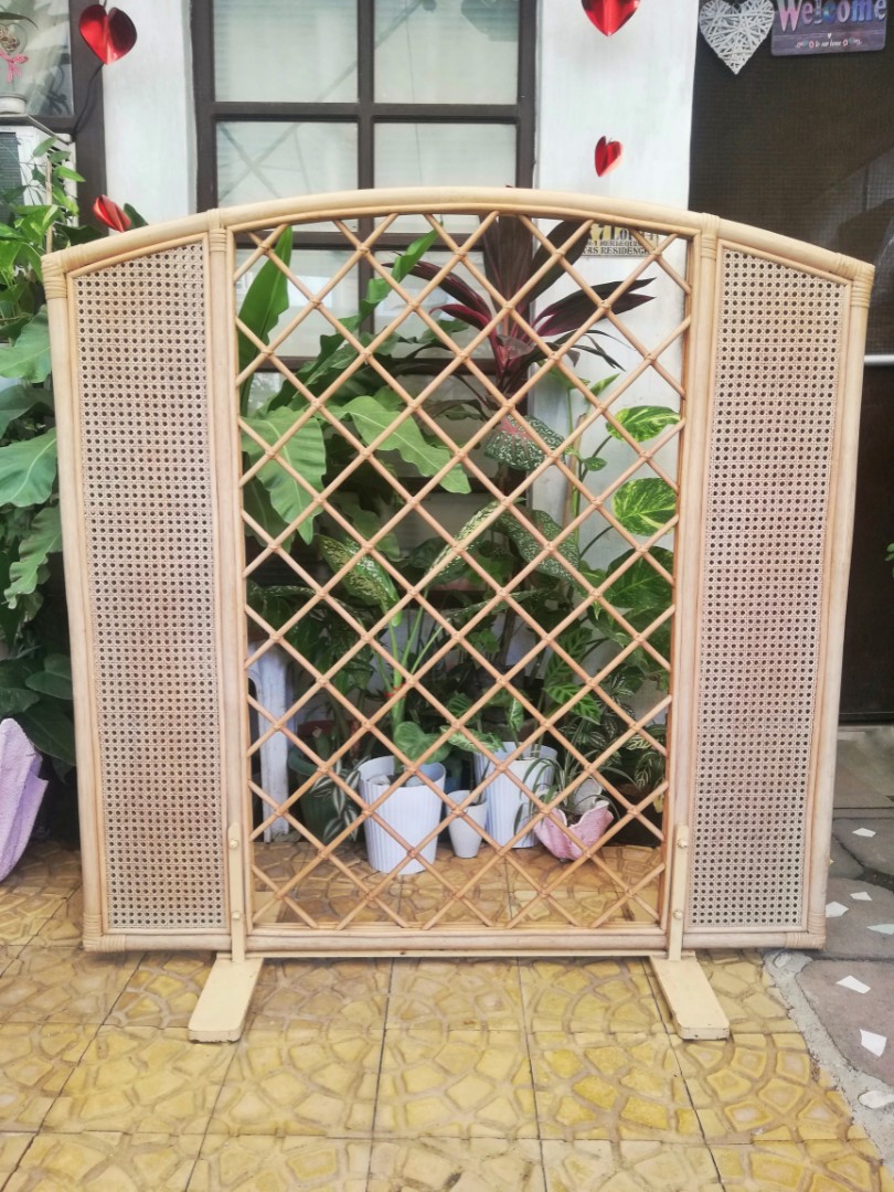 Gorgeous beige solihiya rattan divider panel/ headboard/ backdrop ...