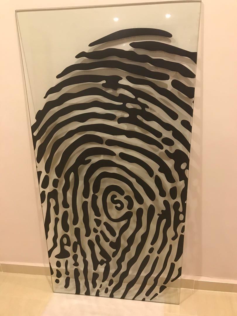 Ikea glass desk table GLASHOLM/ODDVALD fingerprint pattern, Furniture ...