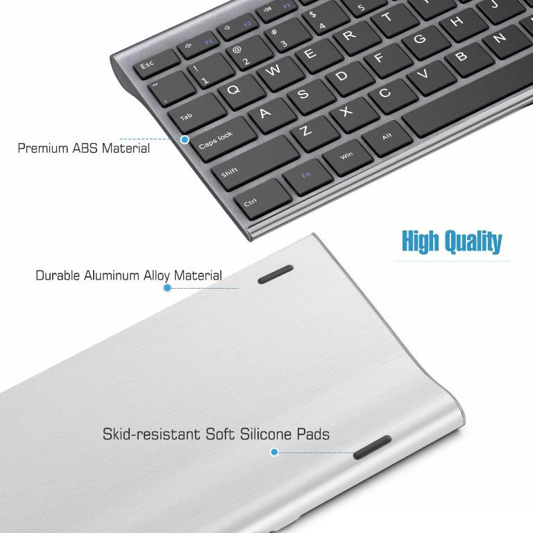 MoKo Slim 2.4G Keyboard + Mouse, Ultra Thin Universal Rechargeable Full ...