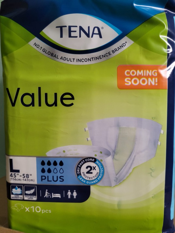 Tena Diapers - L size, Health & Nutrition, Assistive & Rehabilatory ...