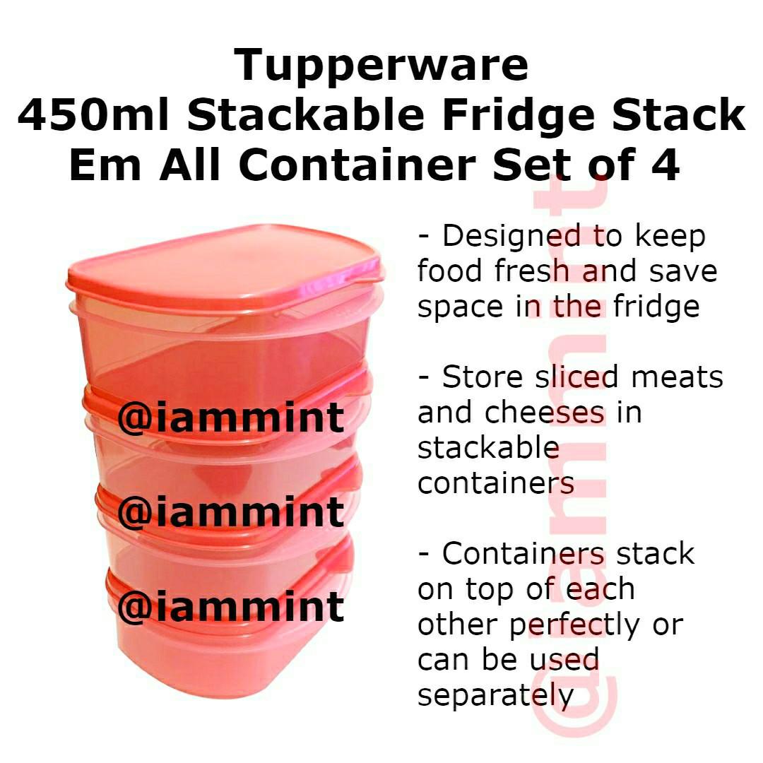 Tupperware 450 ml Stackable Half Fridge Deli Stack Em All Container ...