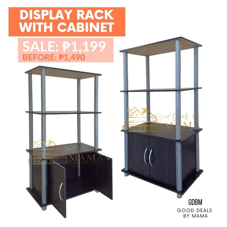 3-LAYER DISPLAY RACK WITH CABINET, Furniture & Home Living, Furniture ...