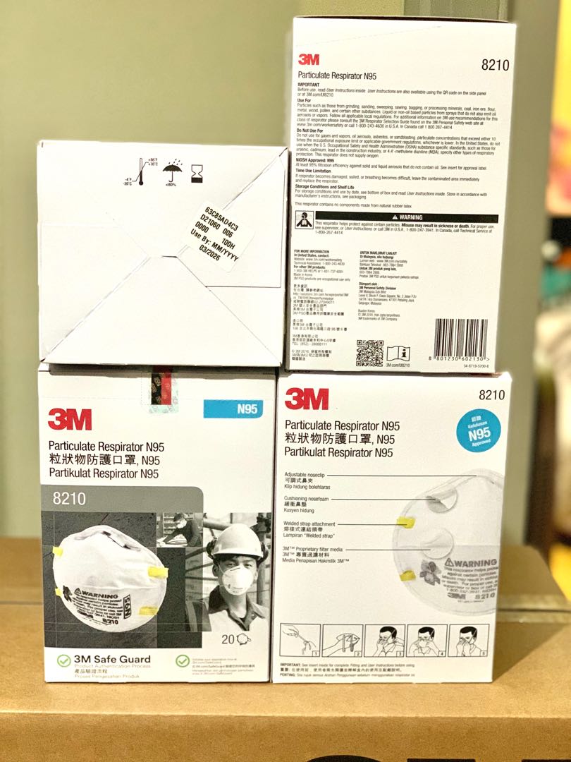 3M 8210 Particulate Respirator N95 20 pcs Masks Per box Expiry date ...