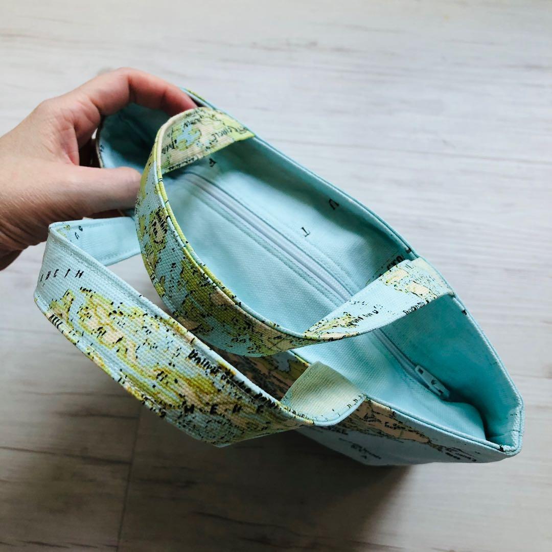 Cotton Canvas Atlas Map Small Shopper Bag Handmade in Singapore, Women ...