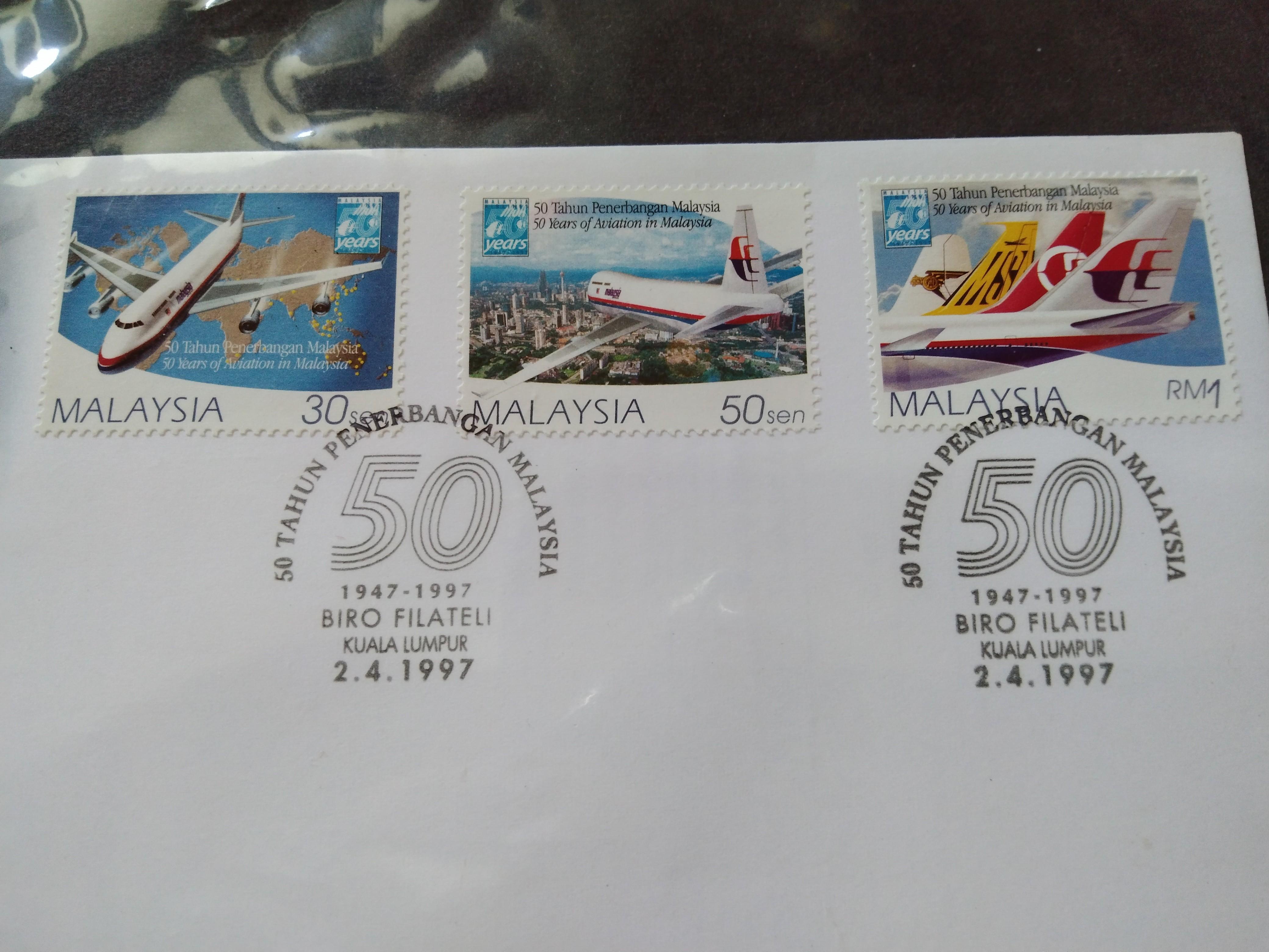1997 (2 April) 50 Tahun Penerbangan Malaysia First Day Cover, Hobbies ...