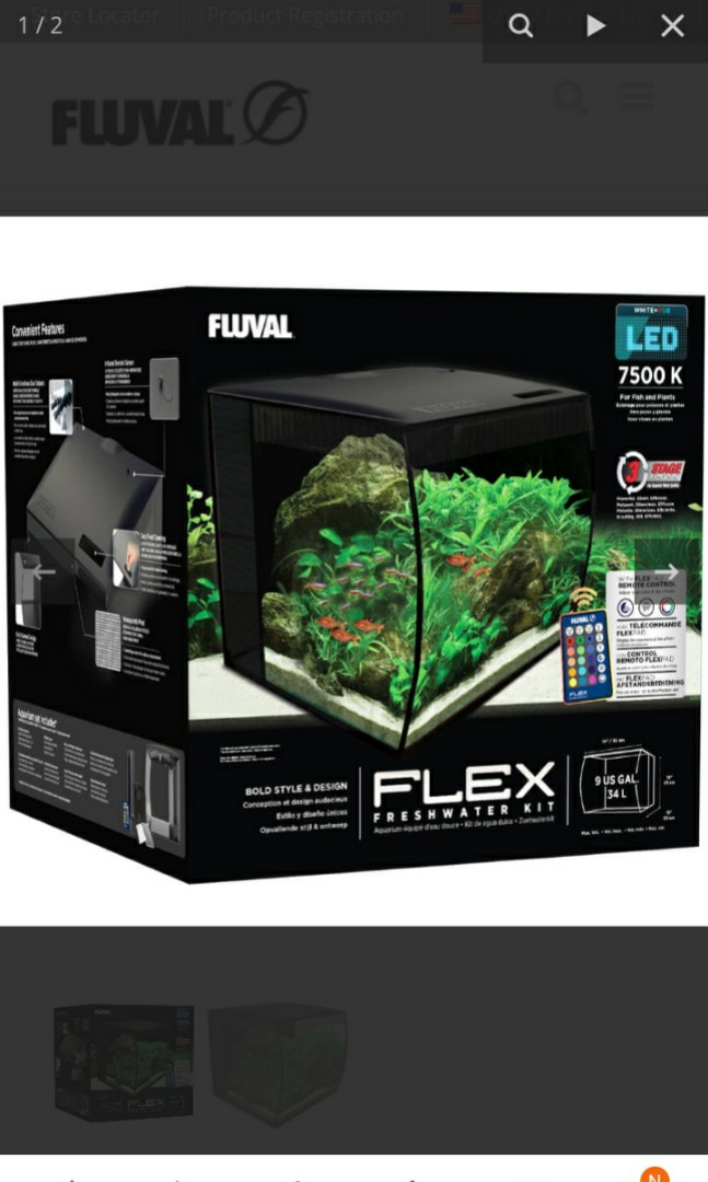 Fluval Flex Aquarium Kit, 34 L, Black, Pet Supplies, Homes & Other Pet ...