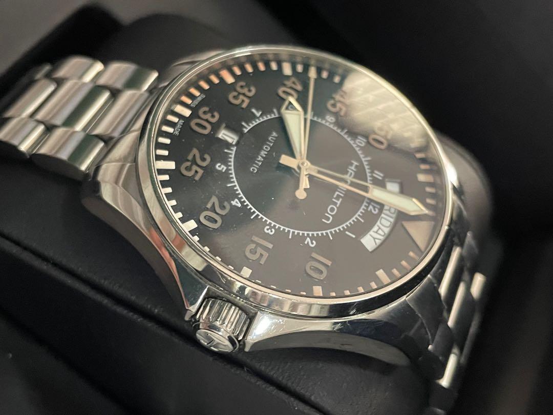 Hamilton Interstellar Pilot Day Date Automatic Black Dial Men's Watch ...