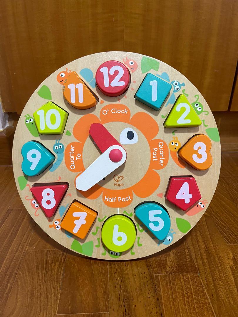 Hape Wooden Clock with stand, Babies & Kids, Baby Nursery & Kids ...