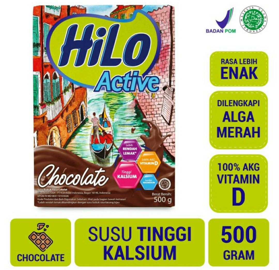 HiLo Active Chocolate Susu Cokelat High Calcium Milk 500 Gram 500g ming ...