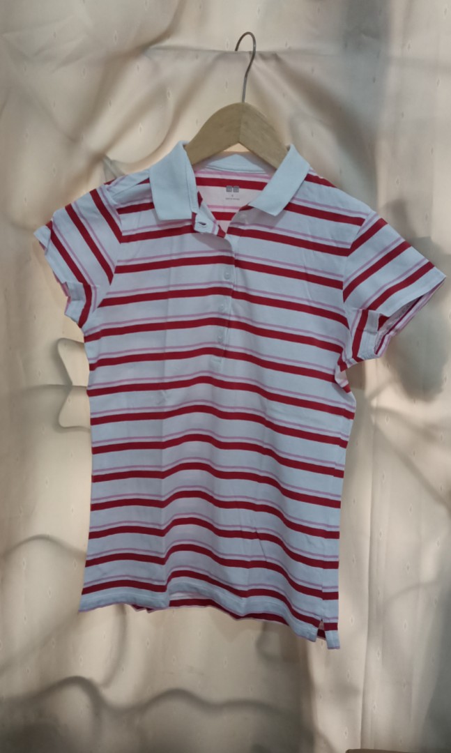 Kaos Uniqlo garis #uniqlo #kaos #polo, Fesyen Wanita, Pakaian Wanita, Atasan di Carousell
