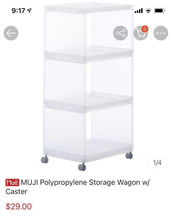 Muji polypropylene storage trolley, Furniture, Shelves & Drawers on ...