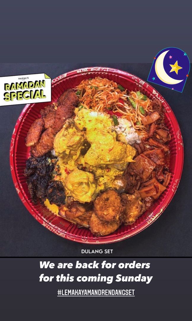 Nasi ambeng dulang set lemak Ayam rendang daging Ramadan 2021, Food ...