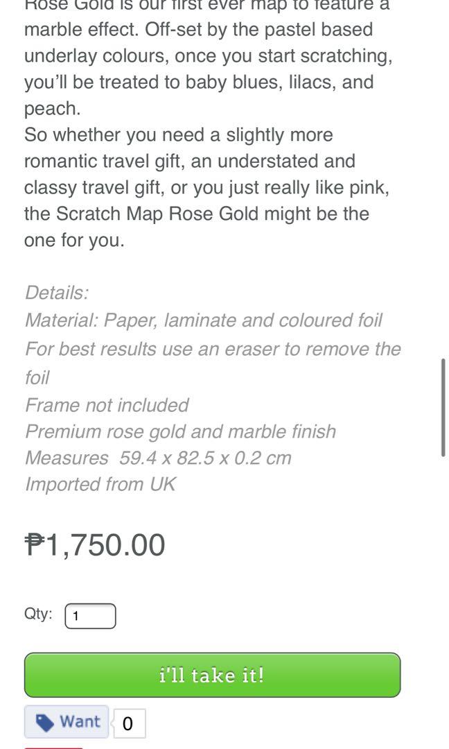 Scratch Map Rose Gold, Hobbies & Toys, Memorabilia & Collectibles, K ...